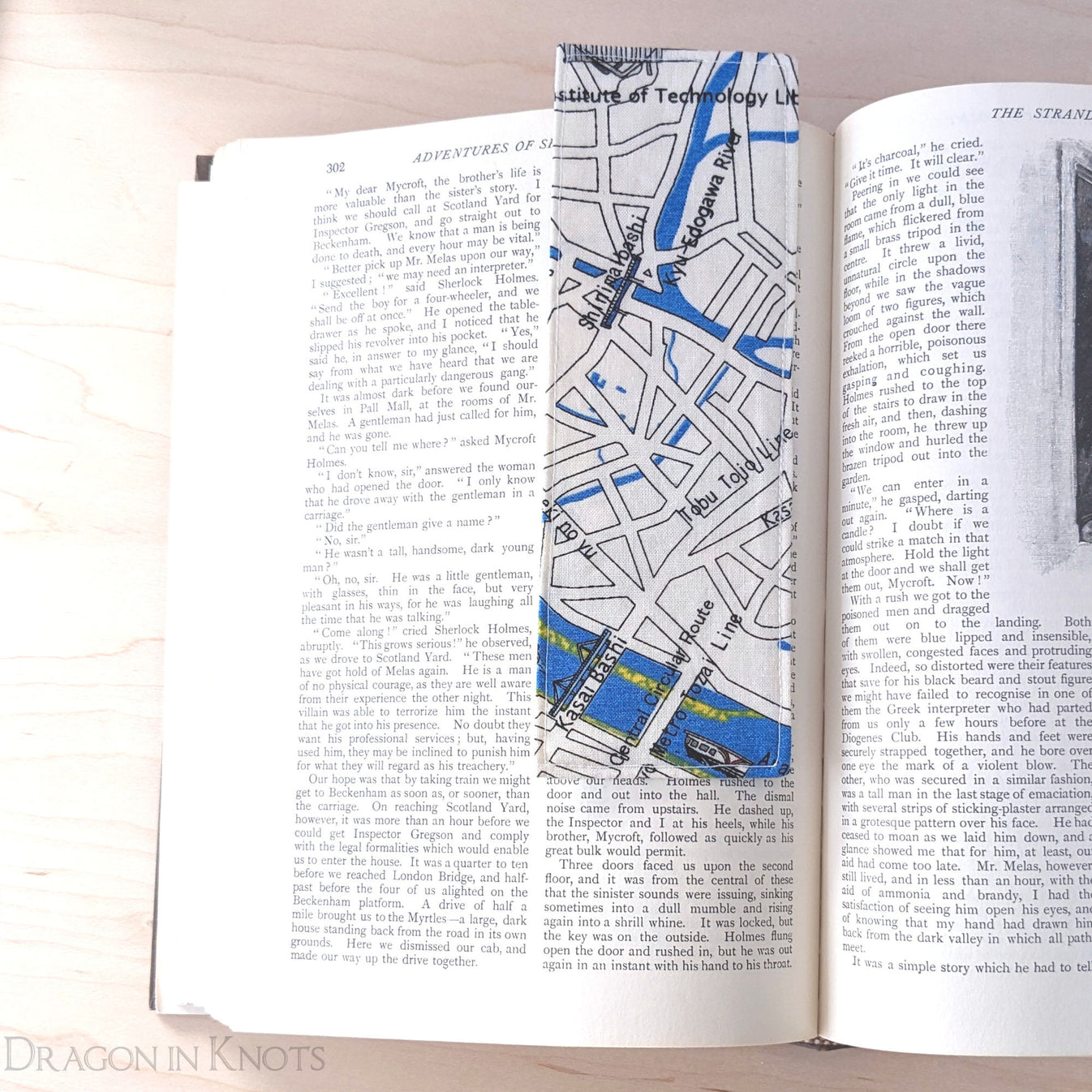 Map of Tokyo Bookmark - Fabric Sewn Bookmark – Dragon in Knots