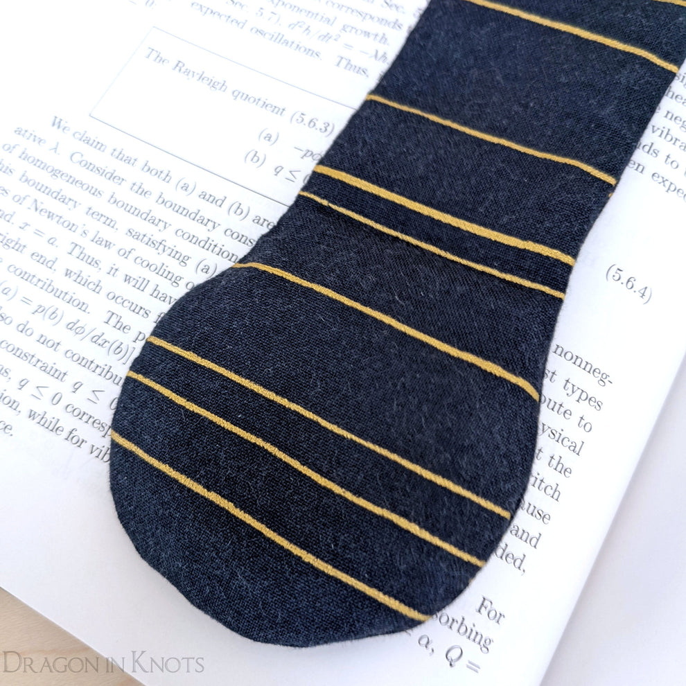Navy Blue and Gold Striped Book Weight – Dragon in Knots