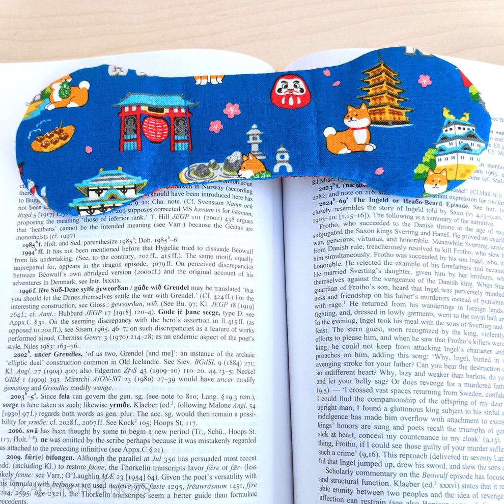 Shiba Inu Book Weight - Blue Page Holder - Dog with Japanese Landmarks ...